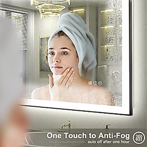 CHARMOR 40x32 Led Lighted Bathroom Mirror, Dimmable Framed Vanity Mirror with Lights, Backlit and Front Lighted Mirror for Wall, Anti-Fog(Horizontal/Vertical)