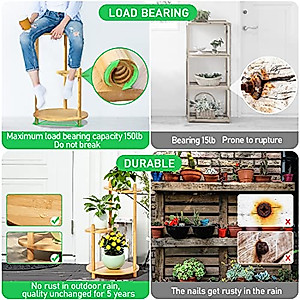 Enisudo Plant Stand Indoor Plant Stands Wood Outdoor Tiered Plant Shelf for Multiple Plants 3 Tiers 3 Potted Ladder Plant Holder Table Plant Pot Stand for Window Garden Balcony Living Room Gifts for Women