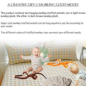 zhidiloveyou 2PCS Hanging Monkey Stuffed Animals Plush Cute Monkey Toy for Kids Adults, 27.6"