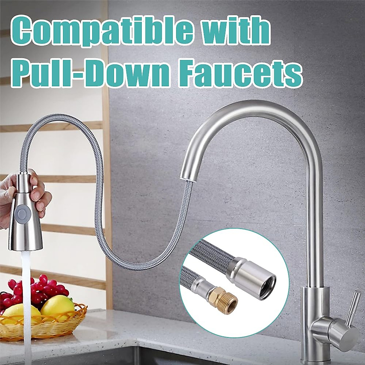 Kitchen Faucet Replacement Hose for American Standard M922367-007220A, Faucet-Supply-Lines, Kitchen Sink Hose Replacement - 59” Hose for Sink Faucet (Faucet Hose)