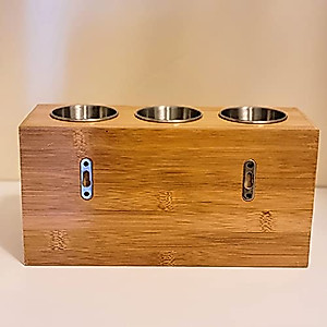 HHE Bamboo Hair Dryer Holder For Bathroom Hair Accessories Curling Iron Styling tools Makeup Cosmetics Organizer for Countertop Wall Mountable All Natural Bamboo