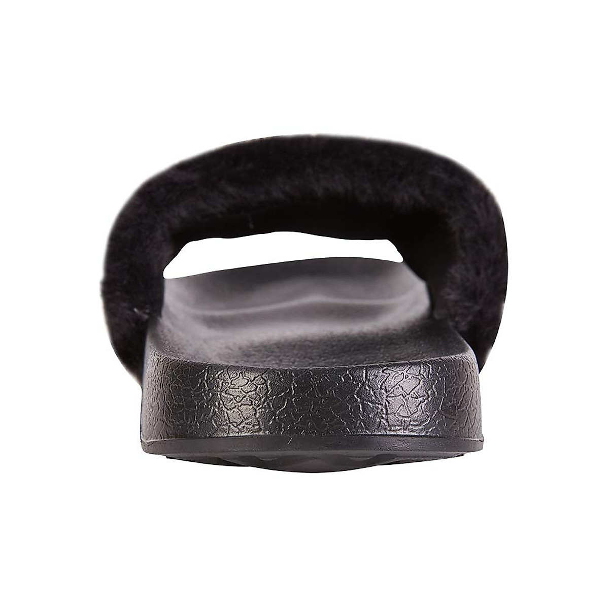 FUNKYMONKEY Women's Slides Faux Fur Cute Fuzzy Slippers Comfort Flat Sandals (9-10 M US, Black)