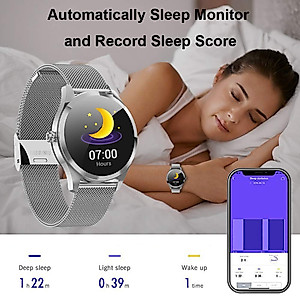 Smart Watch for Women,Elegant&High-end Sylish Stainless Steel IP68 Waterproof Smartwatch Fitness Tracker with Heart Rate Sleep Monitoring Calories Activity Tracker,Gift for Lady Girls,Silver