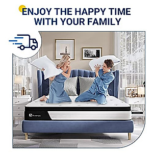 Avenco King Mattress, Medium Firm Hybrid Mattress King, 10in King Mattresses in a Box with Gel-Infused Memory Foam and Pocketed Springs, Motion Isoaltion, Breathable Knit Fabric, Strong Edge Support