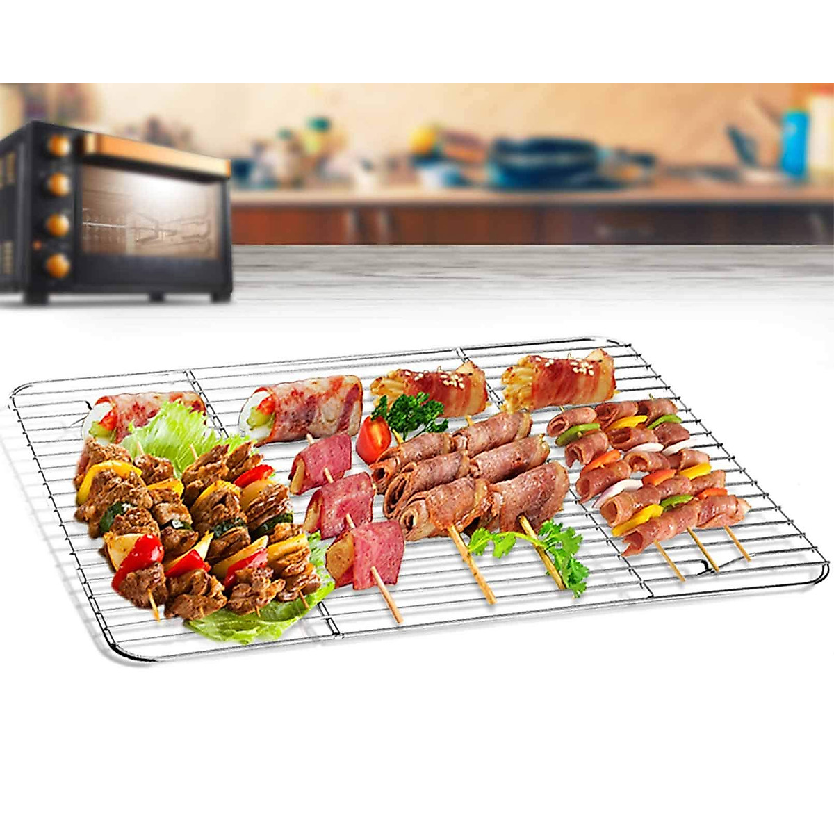 TeamFar Baking Sheet and Cooling Rack Set (3 Pans + 3 Racks), Stainless Steel Cookie Sheet with Roasting Racks for Cooking/Cooling, Healthy & Dishwasher Safe, Sturdy & Long Lasting