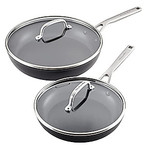 KitchenAid Hard Anodized Induction Nonstick Frying Pans/Skillet Set, 4 Piece - Matte Black