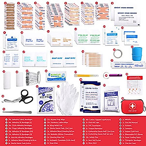 Home-Car-First-Aid-Kit-Camping-Essentials - 263pcs Waterproof Zippers is Ideal for Travel, Office, Boat, Sports, Businesses, Hiking, Emergency Survival (PUMIER)