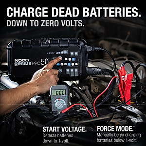 NOCO GENIUSPRO50, 50A Smart Car Battery Charger, 6V, 12V and 24V Portable Automotive Charger, Battery Maintainer, Trickle Charger and Desulfator for AGM, Lithium, Marine, Boat and Deep Cycle Batteries