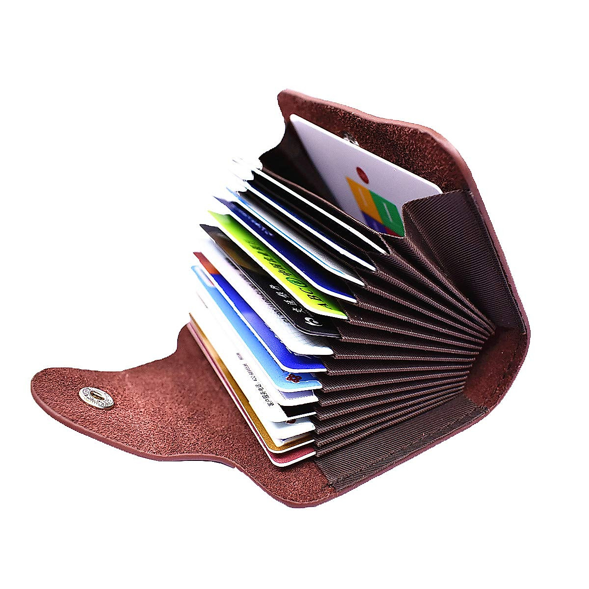 Laimi Duo Unisex Genuine Slim Thin Wallet Leather RFID Security Blocking Credit Card Holder Business Name Card Wallet Case for Women and Men (Brown)