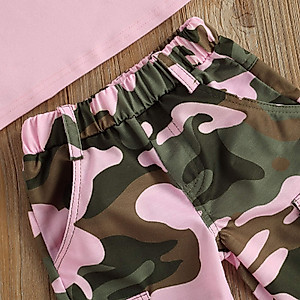 fhutpw Baby Toddler Kids Girls Clothes Sets 2pcs Halter Sleeveless Top & Camouflage Pants Sets Vest Outfits (Pink, 2-3T)