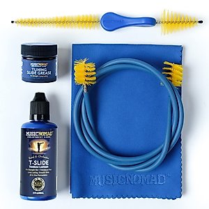 MusicNomad 5 pc. Premium Trombone Cleaning & Care Kit with Extra Care Built into our Product Designs, Formulas, Instructions, Give Back & Storage Bag for Complete Care (MN771)