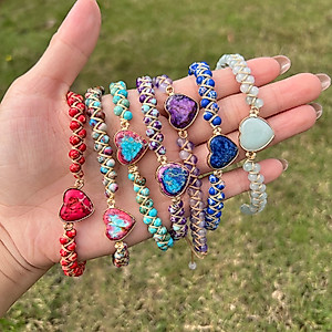 Tyniffer To My Granddaughter Bracelet form Grandma/Grandpa Love You Forever Bracelet Handmade Classic Natural Jasper Bracelet, Gift for Granddaughter Bracelet Jewelry (Red)