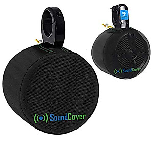 Two Black Heavy Duty Medium Marine Speaker Covers for Round 6.5" & Oval 6x9 Boat Wakeboard Tower Pod Speakers Size H 9.8" x W 9.8" x D 12" - Fits Boss Audio, MCM Custom Audio, Rockville Speakers