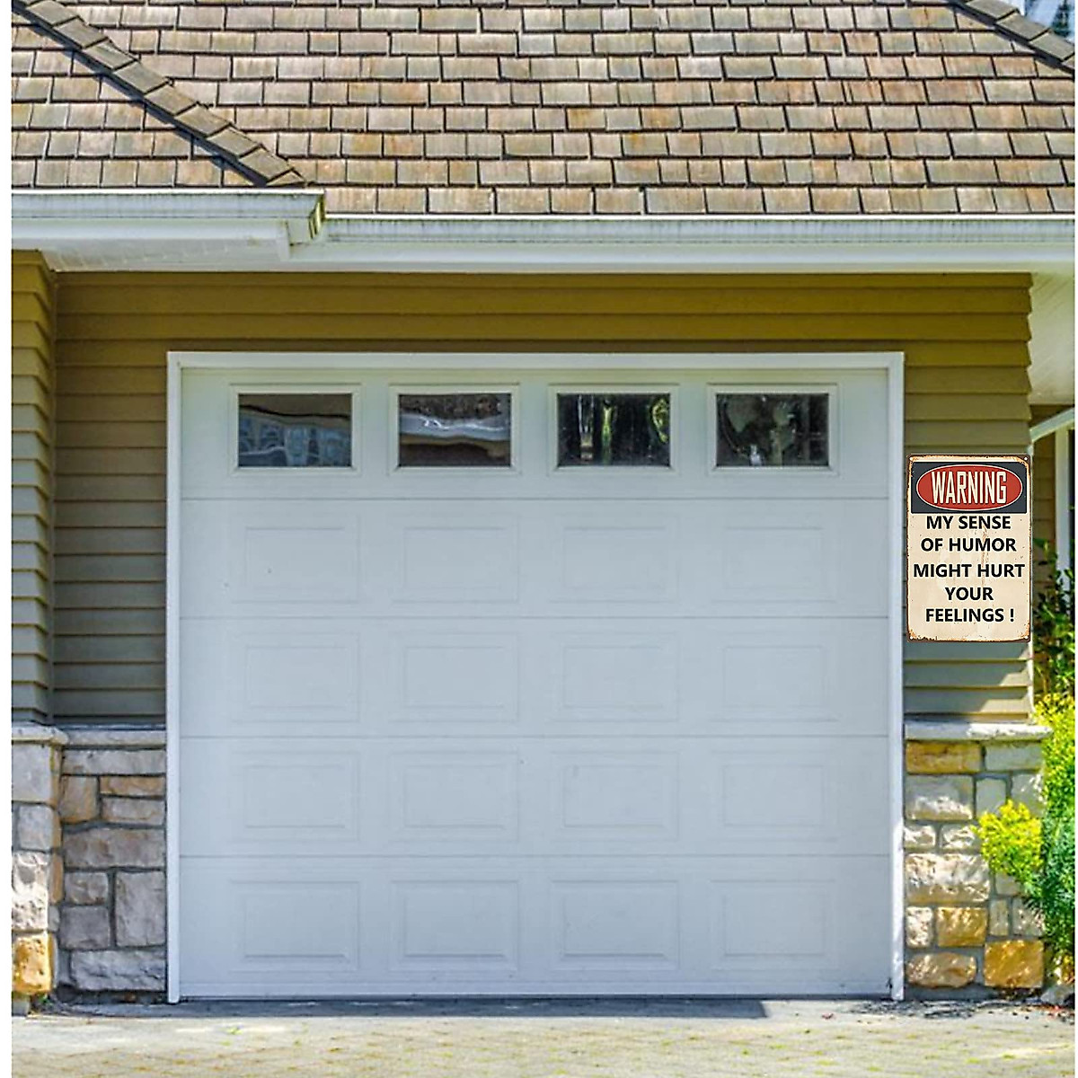 Funny Sarcastic Metal Signs For Garage Man Cave Bar Personalized Signs Home Sign Wall Decor Cool Stuff For Men Warning My Sense Of Humor Might Hurt Your Feelings