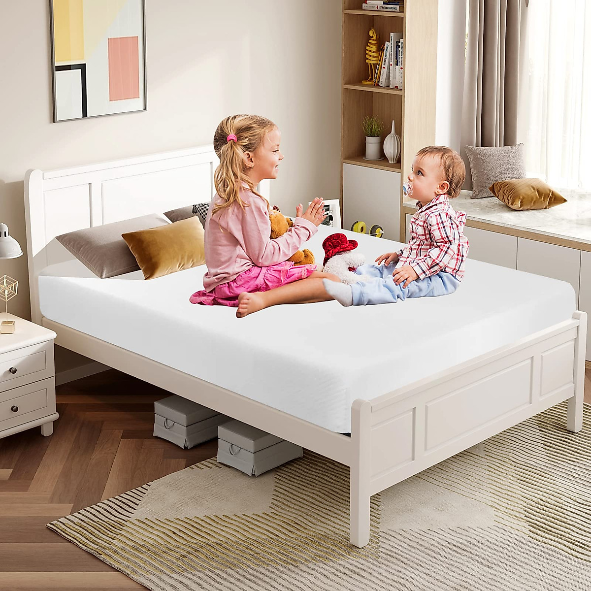 CL.HPAHKL 8 inch Gel Memory Foam Mattress Comfort Twin Mattress Medium Firm Mattresses Bed-in-a-Box CertiPUR-US Certified for Cool Sleep & Pressure Relief, White