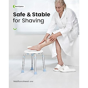 OasisSpace Shower Chair for Inside Shower, Adjustable Shower Stool,Bathtub Seat Bench with Anti-Slip Rubber Tips for Safety and Stability, Handicap Bathroom Stool for Seniors, Disabled, Handicap