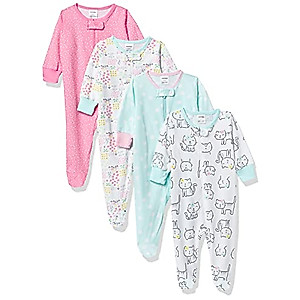 Onesies Brand Baby Girls 4-pack 'N Play Footies Multi And Toddler Sleepers, Cats, 3-6 Months US