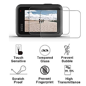 Taisioner Screen Protector for GoPro HERO 11 HERO 10 Black HERO 9 Black Fit Media Mod Ultra Tempered Glass Protective Foils with Lens Cover Accessories Kit