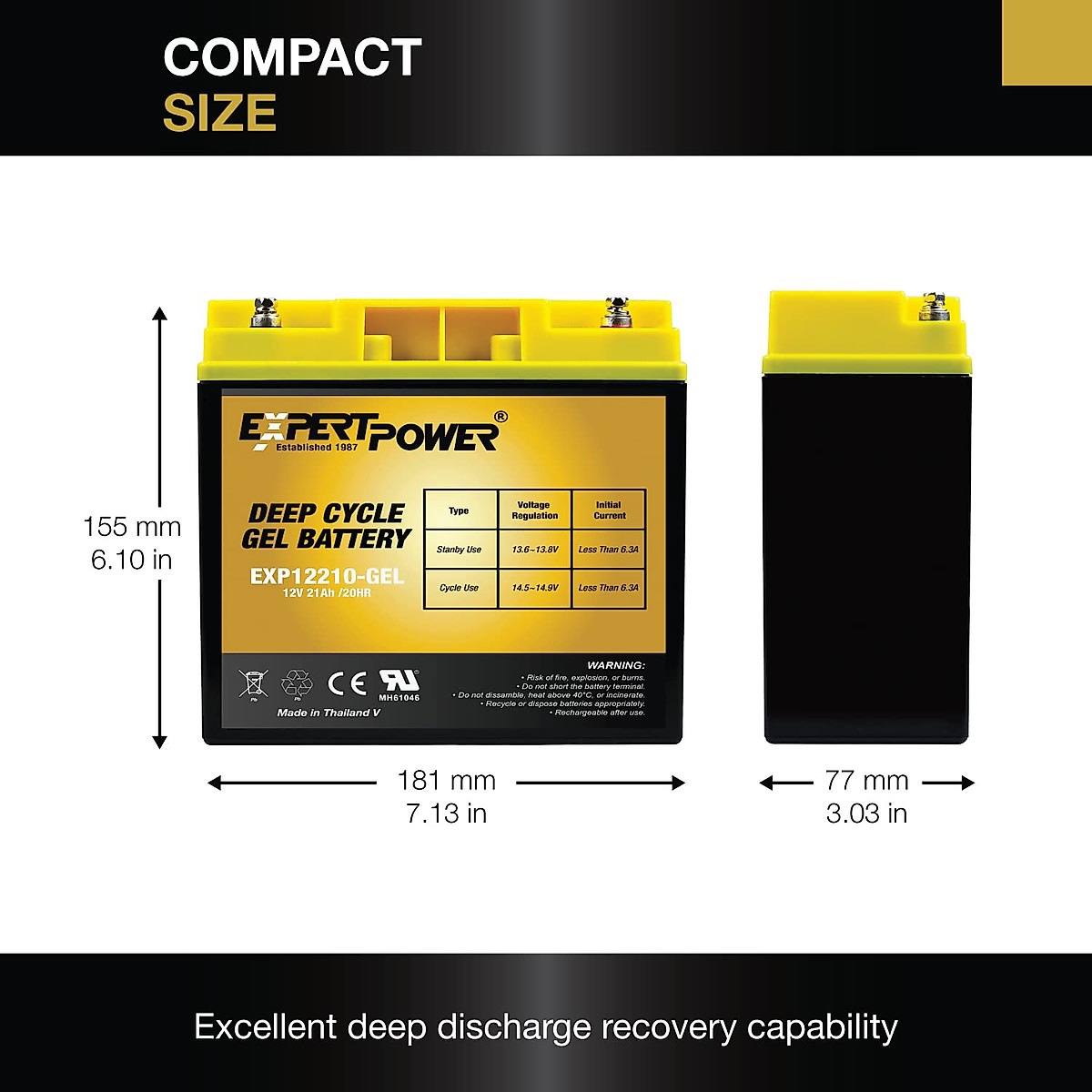 ExpertPower 12V 21AH Gel Deep Cycle lead acid Battery