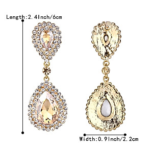 BriLove Gold-Toned Dangle Earrings for Women Wedding Bridal Fashion Crystal Teardrop Infinity Earrings Champagne.