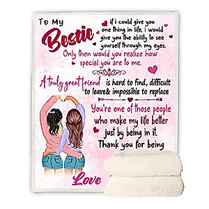 Best Friend Birthday Gifts for Women, Friendship Gifts for Women Friends, Best Friend, Best Friend Blanket 50 x 60, Soft Sherpa Throw Blanket Gifts for Women Sister Girls BFF