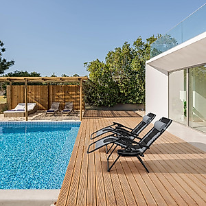 MAMIZO Padded Zero Gravity Chair, Set of 2 Foldable Outdoor Patio Recliner, Anti Gravity Adjustable Lounger w/Removable Pillows and Cup Holder Side Tables, 350 LBS (Grey)