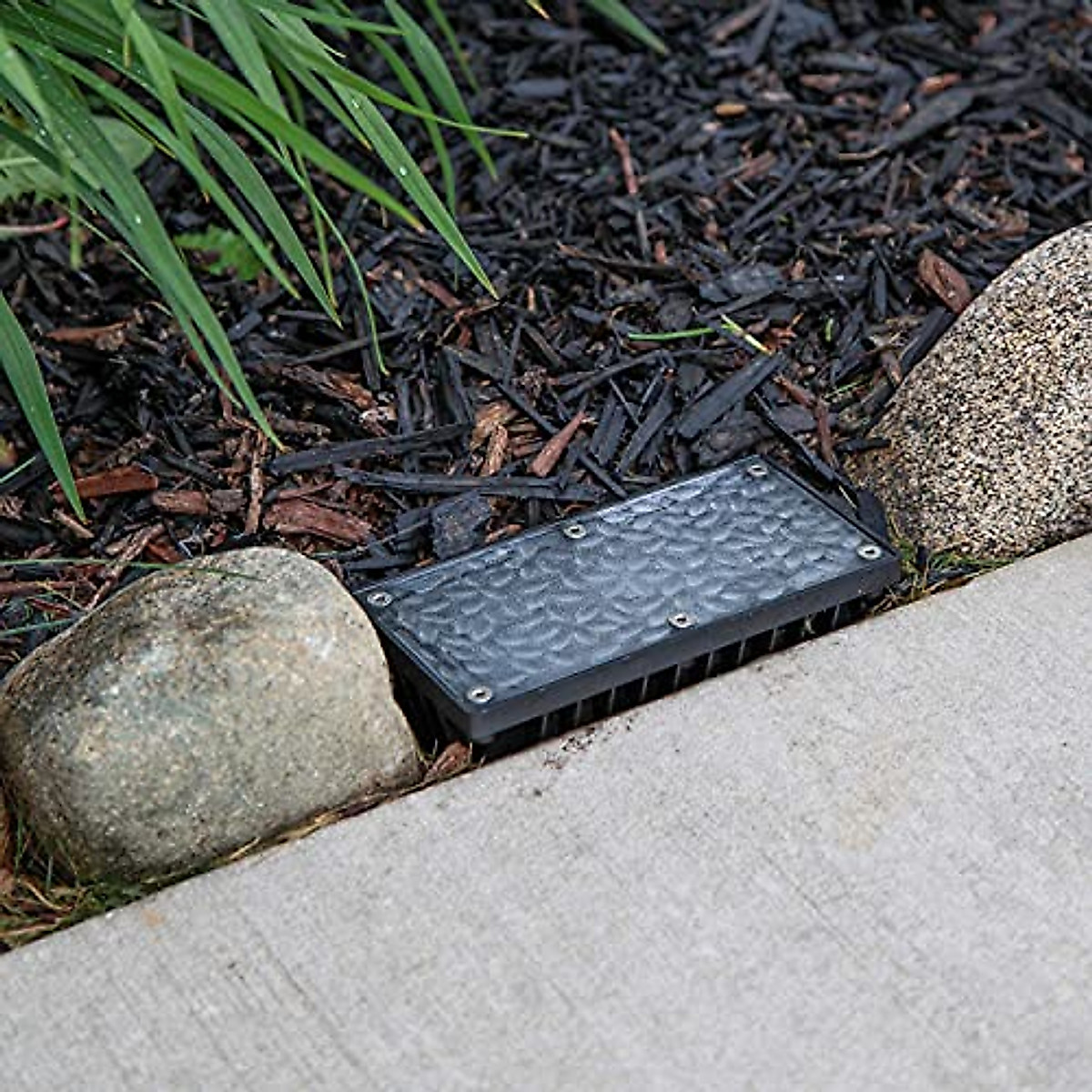 Solar Brick Landscape Path Light, 8x4 Recessed Polyresin Paver, Cool White LEDs, Waterproof, Outdoor Use, No Wires or Plugs - Rechargeable Battery Included