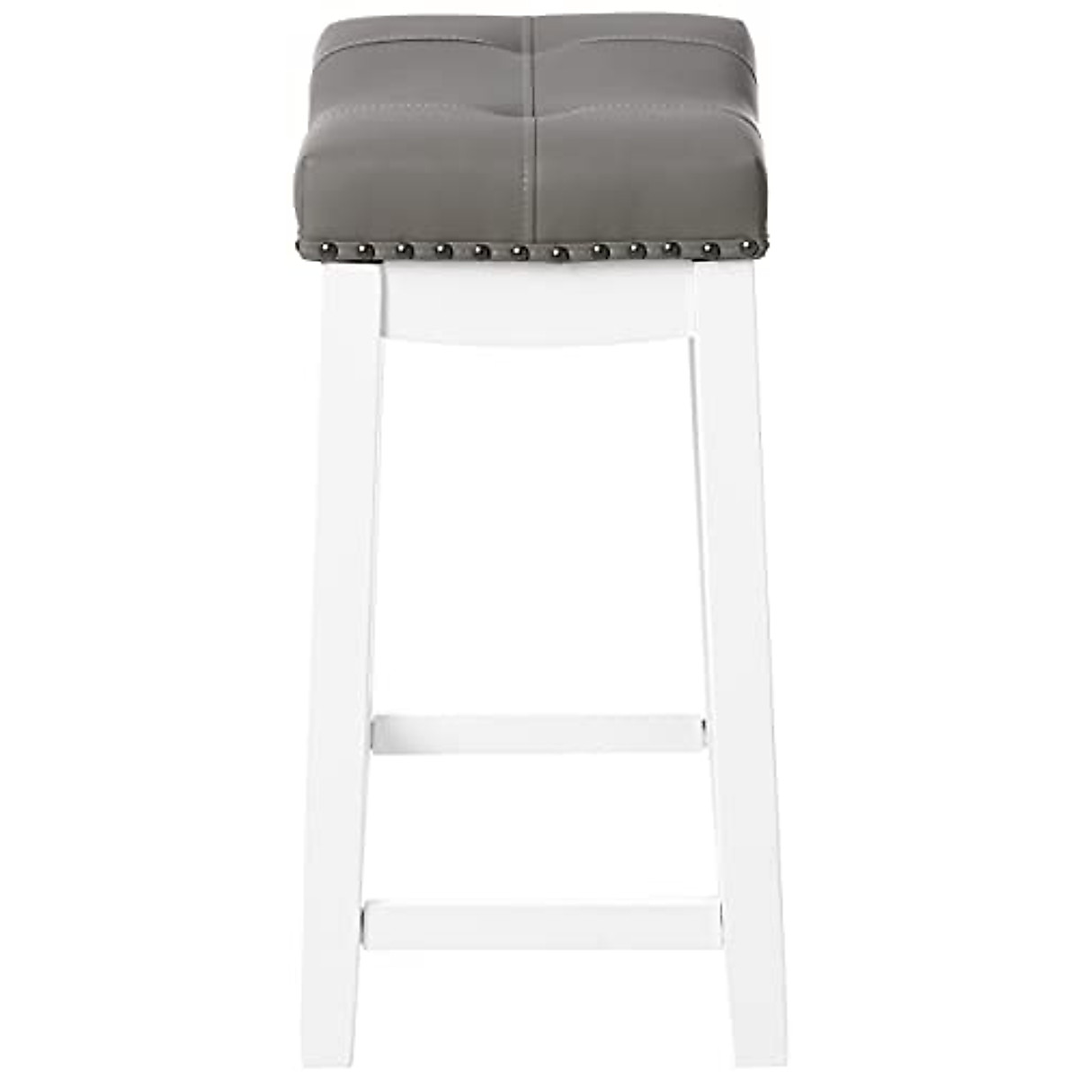 Angel Line Cambridge bar stools, 24" Set of 2, White with Gray Cushion