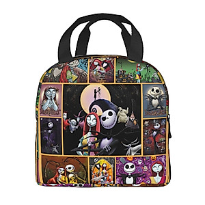 NIKROAD Nightmare Cartoon Before Christmas Tote Lunch Bag Novelty Printing Insulated Lunch Bag Cooler Bag Reusable Fashion Bento Bags