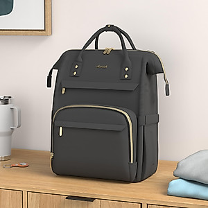 LOVEVOOK Laptop Backpack Women, 15.6 Inch Computer Backpack with Charger, Water Resistant Teacher Bag Work Backpack with Laptop Compartment for Travel Business College Bookbag, Black