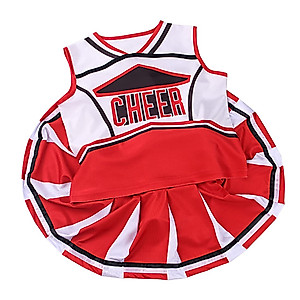 yolsun Cheerleader Costume Outfit for Girls Halloween Cosplay Christmas Birthday Gift for Kids (Red, 10-11 years)