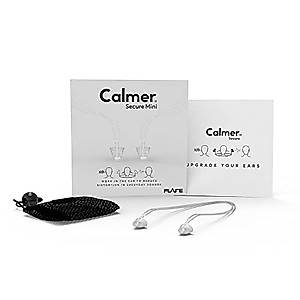 Flare Calmer Secure Mini – Small Ear Plugs Alternative – Reduce Annoying Noises Without Blocking Sound – Soft Reusable Flexible Silicone with Built-in Lanyard – Translucent