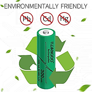 IWANGDO Battery AA HR6 300mAh Ni-MH Rechargeable for Solar Light Outdoor Yarn Light