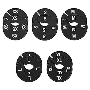 NAHANCO CBWKIT1 Black Round Clothing Rack Size Dividers with White Print for Home or Clothing Store, XS-XL, Kit of 10 (5 Sizes of 2 Each)