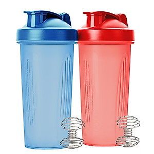 Mr. Pen- Shaker Bottles for Protein Mixes, 28 oz, 2 Pack, Red and Blue, Protein Shaker Bottle with Wire Whisk Ball, Shaker Cup, Mixer Bottle, Protein Shake Bottles, Protein Shake Bottle
