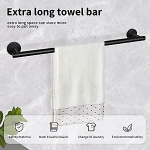 23.6 in Towel Bar Set, 5 Piece Matte Black Stainless Steel Bathroom Hardware Set Include Towel Bar, Toilet Paper Holder, Towel Ring, 2 Robe Towel Hooks, Bathroom Accessory kit