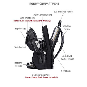 iubest Sling Bag for Men, Shoulder Bag Anti Theft Crossbody Backpack with USB Charging Port, Water Proof Casual Sling Backpack with TSA Lock for Hiking, Outdoor (Grey )