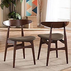 Baxton Studio Flamingo Mid-Century Dark Walnut Wood Dining Chair