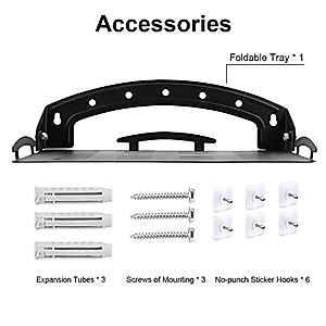 POPTONG NO Drilling Projector Wall Mount, Small Wall Shelf, Floating Shelf - Loading Capacity 8.8lbs, 90 Degree Foldable, Used for Media Boxes, Game Consoles, Routers, Projectors and Sounds (BACLK)