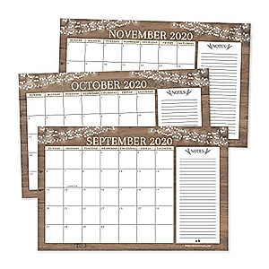 Rustic 2020-2021 Large Monthly Desk or Wall Calendar Planner, Big Giant Planning Blotter Pad, 18 Month Academic Desktop, Hanging 2-Year Date Notepad Teacher, Mom Family Home or Business Office 11x17"