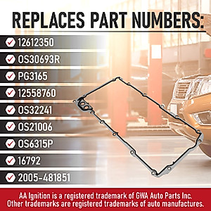 Replacement Oil Pan Gasket - Replaces 12612350, OS30693R, PG3165, Compatible with Buick, Cadillac, Chevrolet, GMC, Hummer, Isuzu & Pontiac Vehicles - Rainier, Escalade, Avalanche, Sierra, Silverado