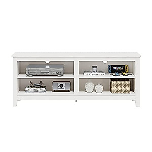 Panana TV Stand, Classic 4 Cubby TV Stand for 65 inch TV, Farmhouse Television Stands Entertainment Center Media Stand with Storage TV Table Stand for Living Room Bedroom, 59 inch, White TV Stand