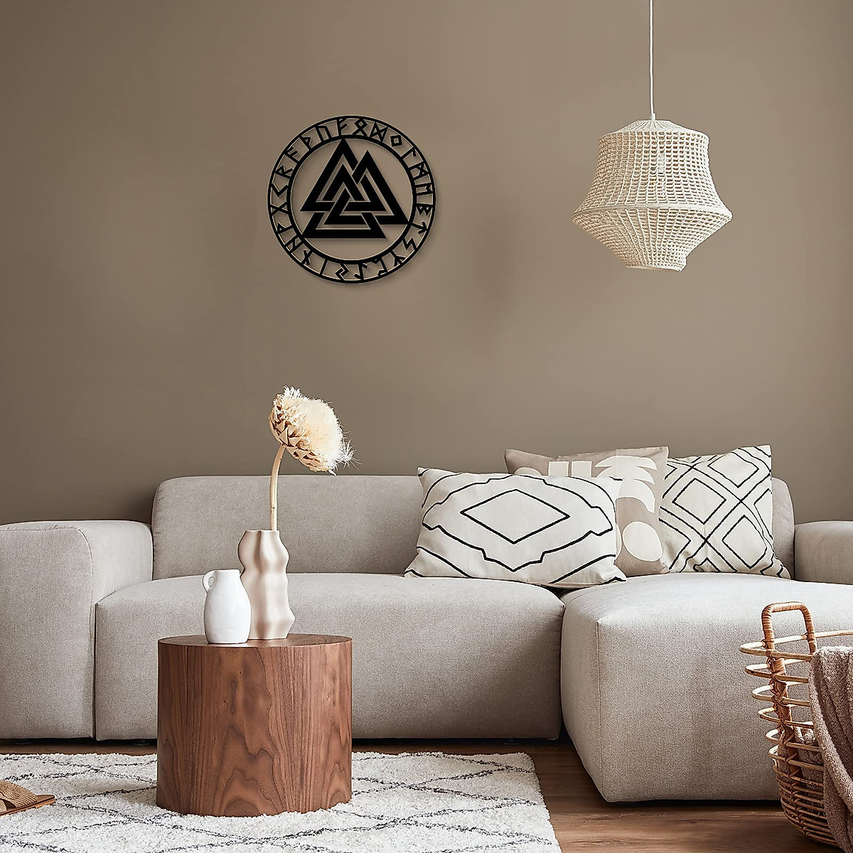 VALHALLA Vahala 3pc Viking Decor 15” Metal Wall Art | Viking Compass, Valknut, Tree of Life｜Nordic Mythology Vegvisir Runes and Symbols, Norse Metal Wall Décor, (15 in W x 15 in H / 38x38 cm)