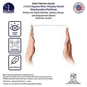 Marketing Holders 4 Pack Clear Acrylic Riser Stand 7" POP Display Retail Products Bench Plexiglass Merchandising One Piece See Through Podium Showcase Counter or Tabletop Decor Platform