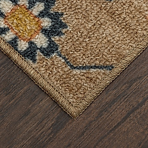Maples Rugs Fleur Contemporary Motif Kitchen Rugs Non Skid Accent Area Carpet [Made in USA], Neutral/Multi, 1'8" x 2'10"