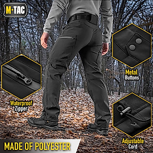 M-Tac Winter Tactical Pants for Men Softshell Insulated Fleece Lined Cargo Pants (Black, M)