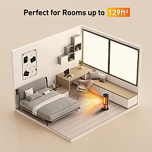 TRUSTECH 17" Tower Space Heater, 70° Oscillating Portable Heater with Thermostat & Remote, 1500W Electric Heater for Indoor Use, 12H Timer, 2 Modes, Safe & Quiet PTC Ceramic Heater for Bedroom, Office