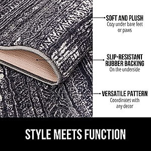 Gorilla Grip Soft Abstract Area Rug, Slip-Resistant Rubber Backing, Boho Modern Rugs, Low Profile Design, Resists Shedding and Fading, Home Décor for Living Room, Bedroom, 2.3 x 3.3, Charcoal Ivory