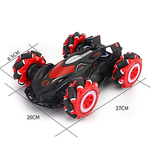 ClassicFun 1:14 Scale Large Remote Control Car,4WD Spray RC Drift Car,RC Crawler Toy Car, Monster Trucks for Boys,Girls,Kids and Adults,with 4 Motors and 3 Rechargeable Batteries (Black Red)