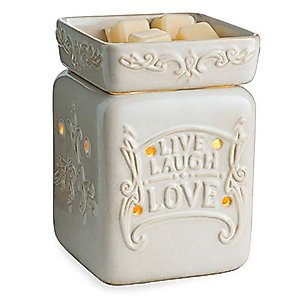 CANDLE WARMERS ETC. Illumination Fragrance Warmer- Light-Up Warmer for Warming Scented Candle Wax Melts and Tarts or to Freshen Room, Cream Live Well